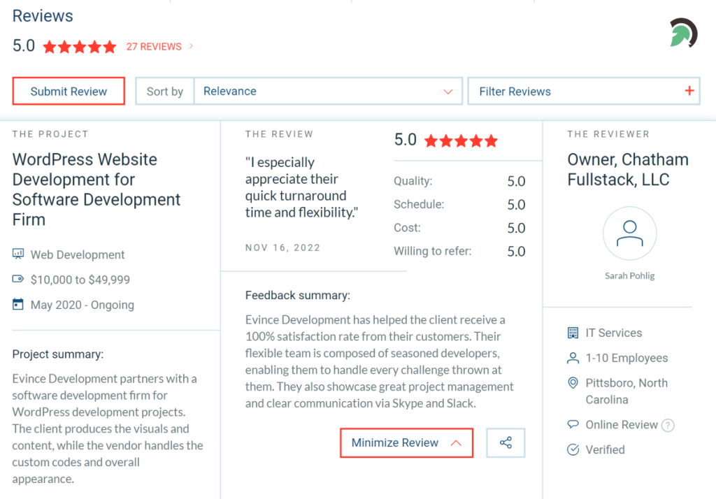 EvinceDev Featured As A Clutch 1000 Company…Again!